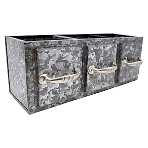 Boston Warehouse Drawer Handle Flatware Storage Caddy, 3 section, Galvanized