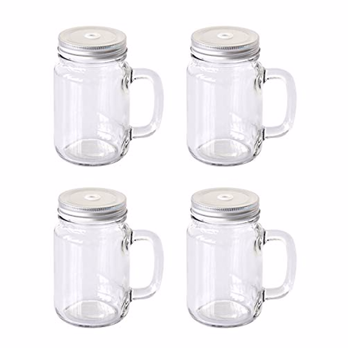 Mason Blank Sublimation transparent clear glass Jar Mugs 430ml with glass handles and straw drinking heat dye transfer 4 pieces