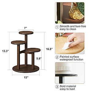 FILWH Plant Stand Small Bamboo Plant Stand Outdoor Indoor Movable Flower Stand With Wheels Plant Shelf Pot Holder Plants Corner Display Rack Multiple Planter For Living Room Balcony Garden Patio (3