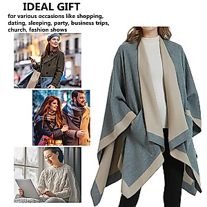 ecoinway Shawl Travel Wrap Poncho Cardigan Gift Tone Scarf Pocket Cape 4 All Seasons Gray Beige¡­