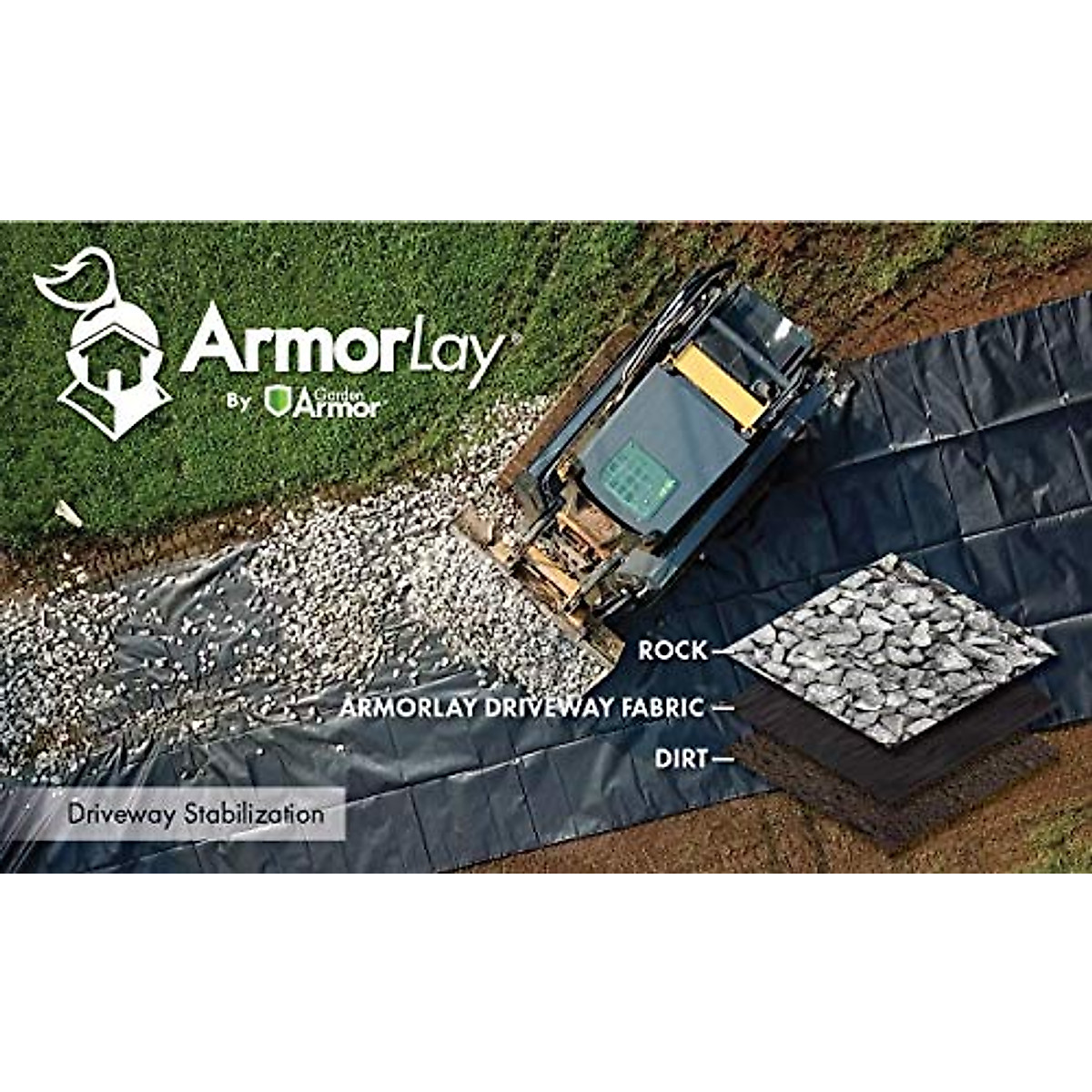ArmorLay Commercial Grade Ground Stabilization Fabric, Underlayment (Black, 12.5' X 30')