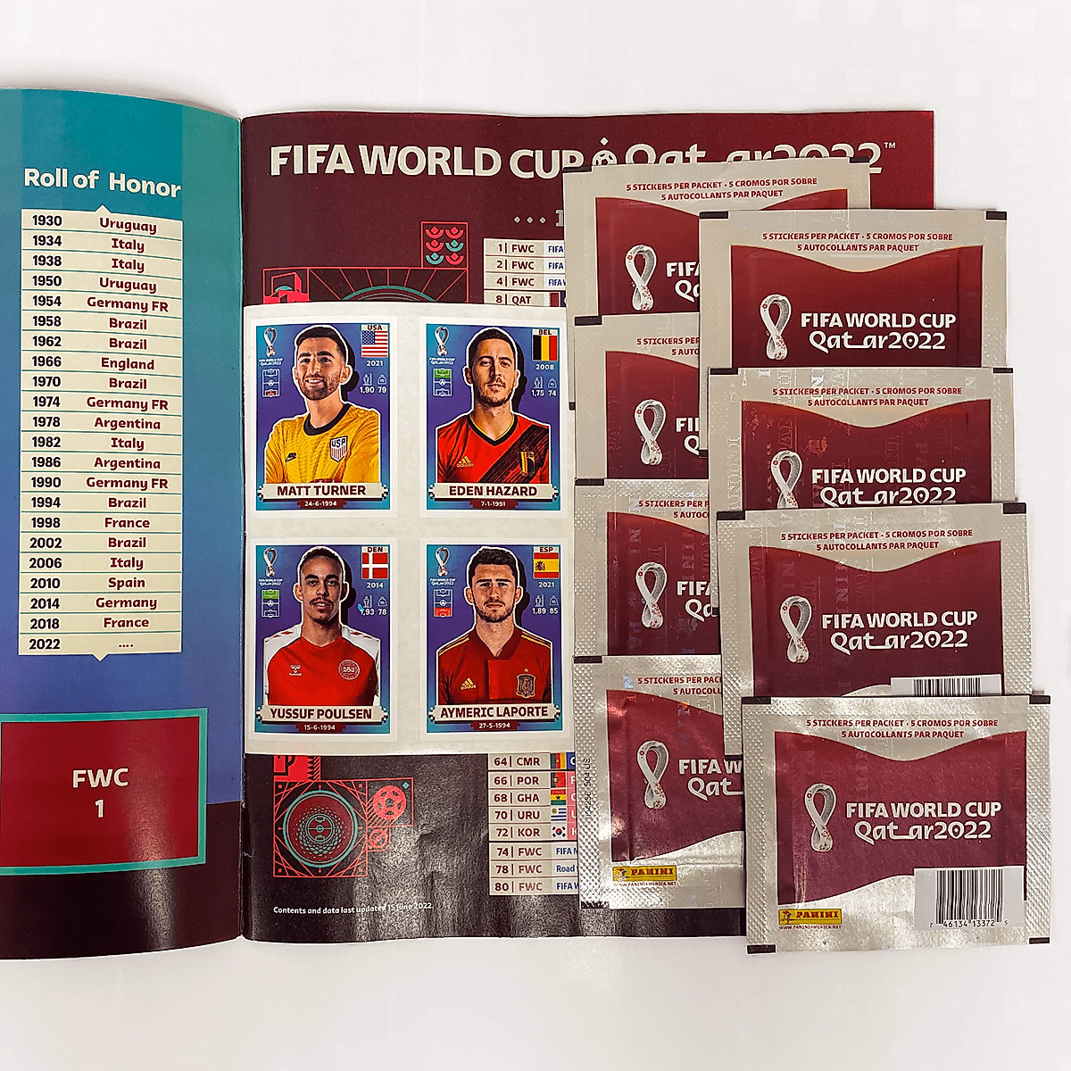 2022 Panini FIFA World Cup Mega Starter Pack - Album + 50 Stickers (US Version) - 8 Packs + 10 Stickers Inside Album