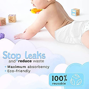 Soaker Stopper Diaper Extender - Washable & Reusable Diaper Extension for Disposable Diapers and Cloth Diapers | Leakproof Diaper Cover Prevent Nighttime Leaks (White, Size 1 (14-20 Inch Waist))