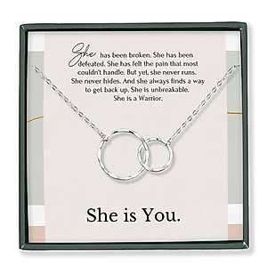 HOPE LOVE SHINE Infertility Warrior Necklace - Encouragement Gifts for Women - IVF & Cancer Survivor Necklace - Motivational Strength Sterling Silver Necklace