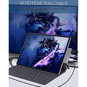 TWOPAN 4-in-1 iPad Pro USB C Hub HDMI, 4 Port USB 3.0 Hub Splitter with USB C PD 3.0 Charging, 4K HDMI, 3.5mm Audio Jack, for iMac 24 inch 2021, iPad Pro 12.9, MacBook Pro 14"/16" M2 Pro/Max