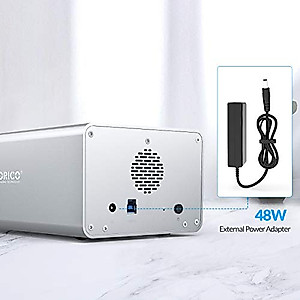 ORICO 2 Bay RAID Hard Drive Enclosure USB 3.0 to SATA for 2.5/3.5 inch HDD SSD Support 32TB, Build Cooling Fan, with Power Adapter for Enterprise Data Storage Backup, Server Expansion-3529RU3