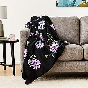 Vera Bradley Women's Plush Throw Blanket, Fleece, Floating Plum Pansies, 80 X 50