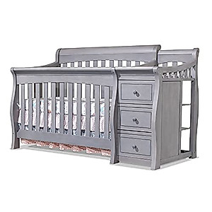 Sorelle Furniture Princeton Elite Crib and Changer Classic -in- Convertible Diaper Changing Table Made of Pine Wood Non-Toxic Wooden Baby Bed Toddler Childs Daybed Full-Size Nursery - Weathered Grey