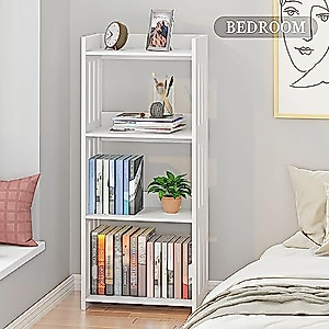 HAYOFAMY 4 Tier Bookshelf, Bookcase for Small Spaces, White Book Display Shelves, Kids Open Shelf Rack Storage Organizer for Living Room, Office, Bedroom, Kids Room and Bathroom