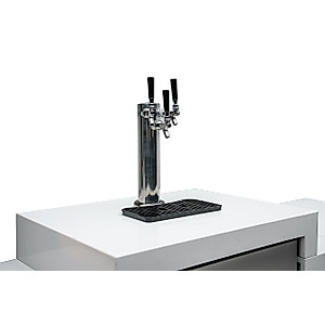 Mont Alpi Bar Series MA-BEVKEG Stainless Steel Outdoor Rated 3 Beer Tap Kegerator Keg Center Dispenser + Beverage Center with Compact Refrigerator + Granite Countertops