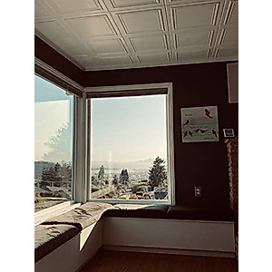 A La Maison Ceilings R24 Line Art Foam Glue-up Ceiling Tile (128 sq. ft./Case), Pack of 48, Plain White