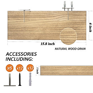 Floating Shelves, Rustic Solid Wood Shelves Set of 3,Floating Shelves for Wall Mounted, Durable Natural Bathroom Wall Shelves with Bedroom,Kitchen,Living Room,Office Storage Decor (Light Brown)