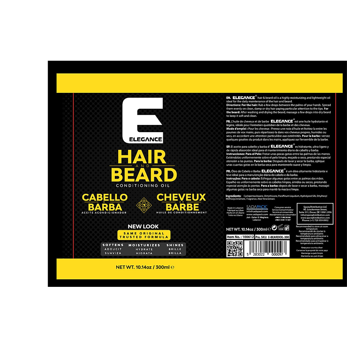 E Elegance Hair & Beard Conditioning Oil - Highly Moisturizing And Lightweight Beard Conditioner For Men, Great Smell, 3.38 Oz
