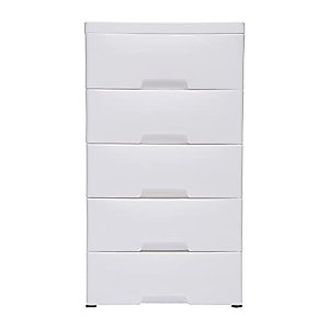 Plastic Drawers Dresser Storage Cabinet,5 Drawer Units Vertical Clothes Storage Tower Dresser Small Closet Organizer for Clothes,Playroom,Bedroom Furniture (White)