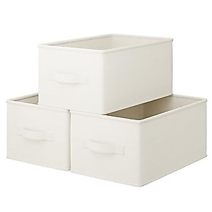LayerSpace Storage Bins, Collapsible Storage Bins, 3 Pack Linen Fabric Storage Bins for Organization, Durable Storage Bins for Closet, Shelves, Clothes,Toys, 14.75" L*10.25" W*8" H, Beige