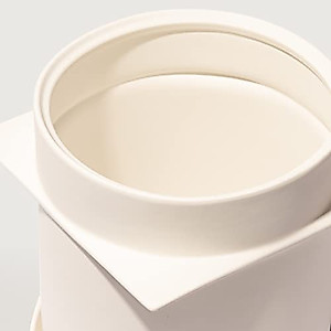 Plant Pot Ceramic 7 inch - Round Classic Planter with Tray for Indoor Outdoor Plants Flowers Herbs - Plants Not Included (White)