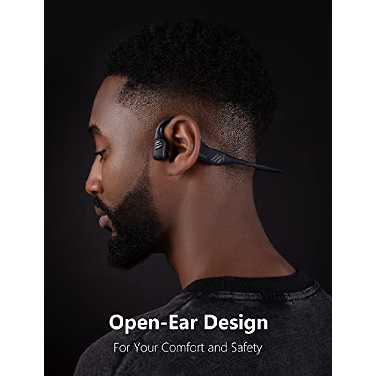 klatre Bone Conduction Headphones【2023 Version】, LS1 Open-Ear Headphones Bluetooth 5.2 Wireless for Cycling/Workout/Running, Deep Bass, Water Resistant Headset with Dual Mics - Rock