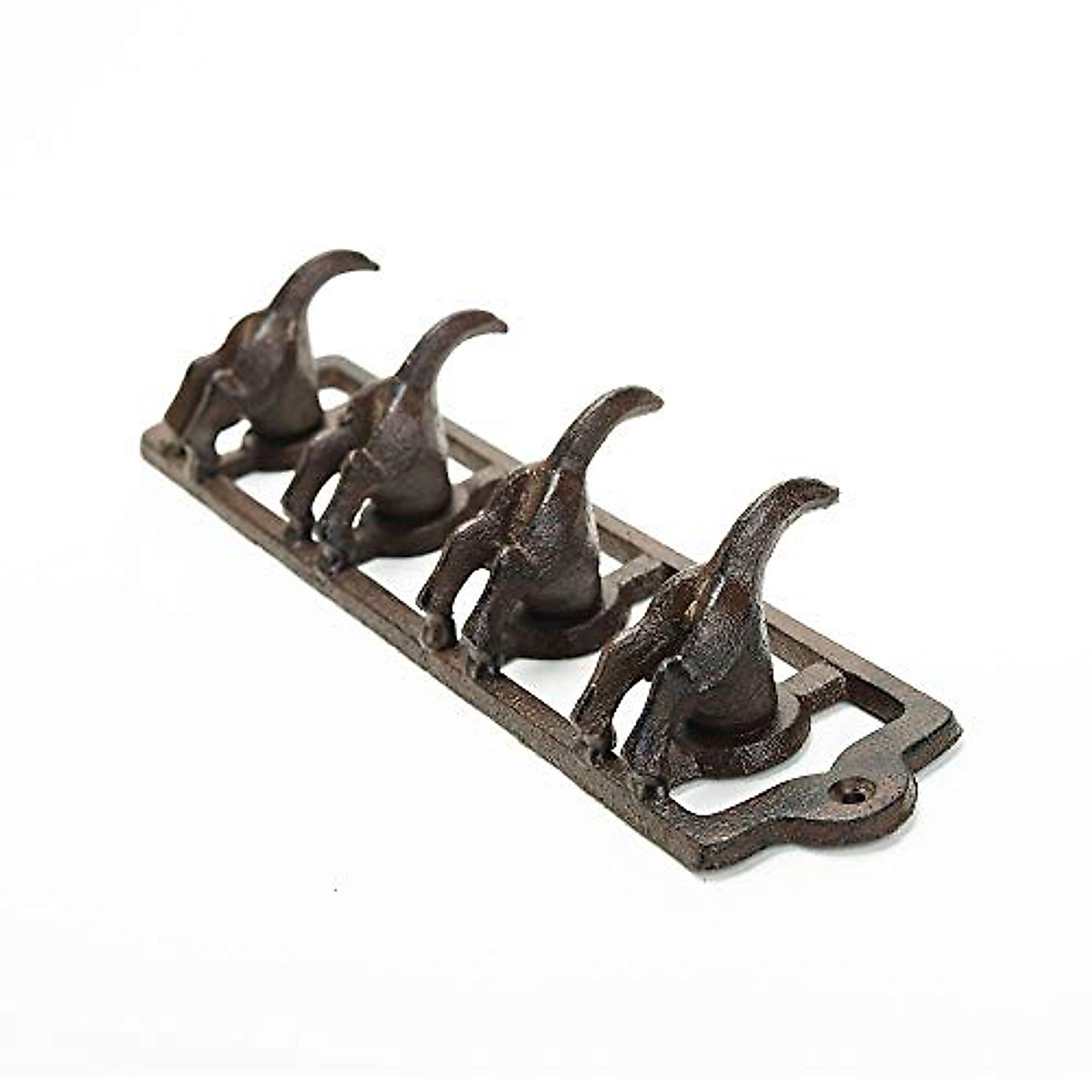 Sungmor Cast Iron Funky Coat Hook Hanger - Interesting Dog Tail Wall Mounted Rack with 4 Hooks - Rustic Style Wrought Iron Decorative Wall Hook Rack for Keys Clothes Hats Towels