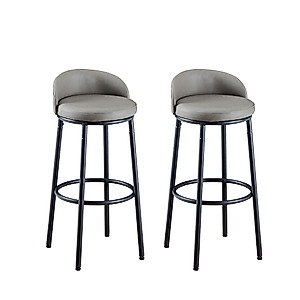 Tiokop Set of 2,Barstools with Back and Footrest,29.3 Inches Tall Seat, Dining Room,Bistro,Modern Armless Kitchen Island Stool,Breakfast Bar Chairs,Solid and Stable,Grey and Black