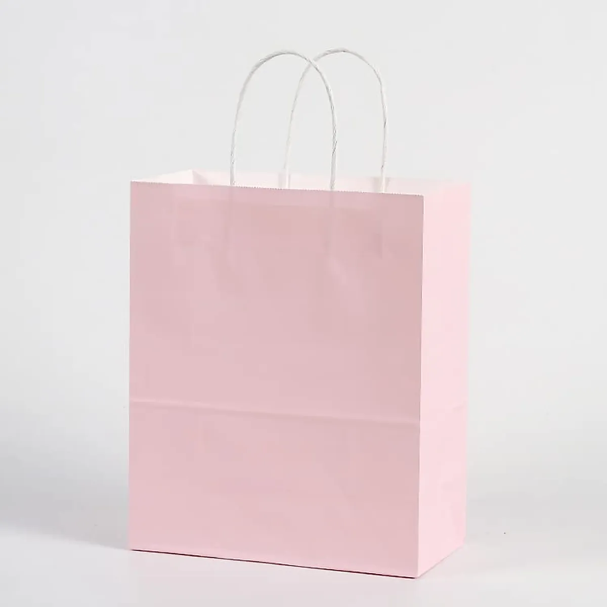 AZOWA Gift Bags Small Kraft Paper Bags with Handles (6.3 x 3.1 x 8.6 in, Pastel Pink, 12 CT)
