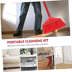 Gogogmee Broom Head Tub Cleaning Brush Kitchen Accessory Multi Functional Cleaning Brush Indoor Broom Soft Bristle Broom Household Broom Part Flat Floor Sweeper Kitchen Supply Red Plastic