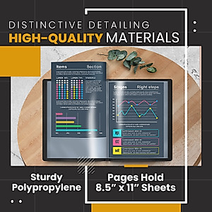 Better Office Products 12 Pocket Bound Presentation Book, Black with Clear View Front Cover, 24 Sheet Protector Pages, 8.5" x 11" Sheets, Art Portfolio, Durable Poly Covers, Letter Size, Black