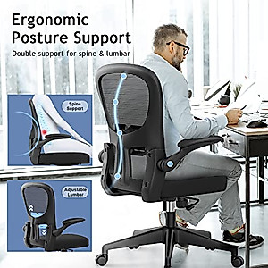 YONISEE Desk Chair - Ergonomic Office Chair Swivel Computer Chair with Flip-up Armrest, Adjustable Lumbar Support, Height Tilting Adjustment, Home Office Desk Chairs Mesh Task Rocking Executive Chair