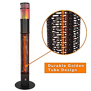 Star Patio Outdoor Freestanding Electric Patio Heater with LED Flame Light, Column Outdoor Heater Suitable as a Balcony Heater, Christmas Party Heater, Perfect for Outdoor Decoration, 1588-RDMF