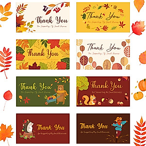 240 Pcs Thanksgiving Thank You for Supporting My Small Business Cards Grateful Fall Thank You Cards Thanksgiving Cards for Small Businesses Gift Autumn Holiday Parties Celebrations