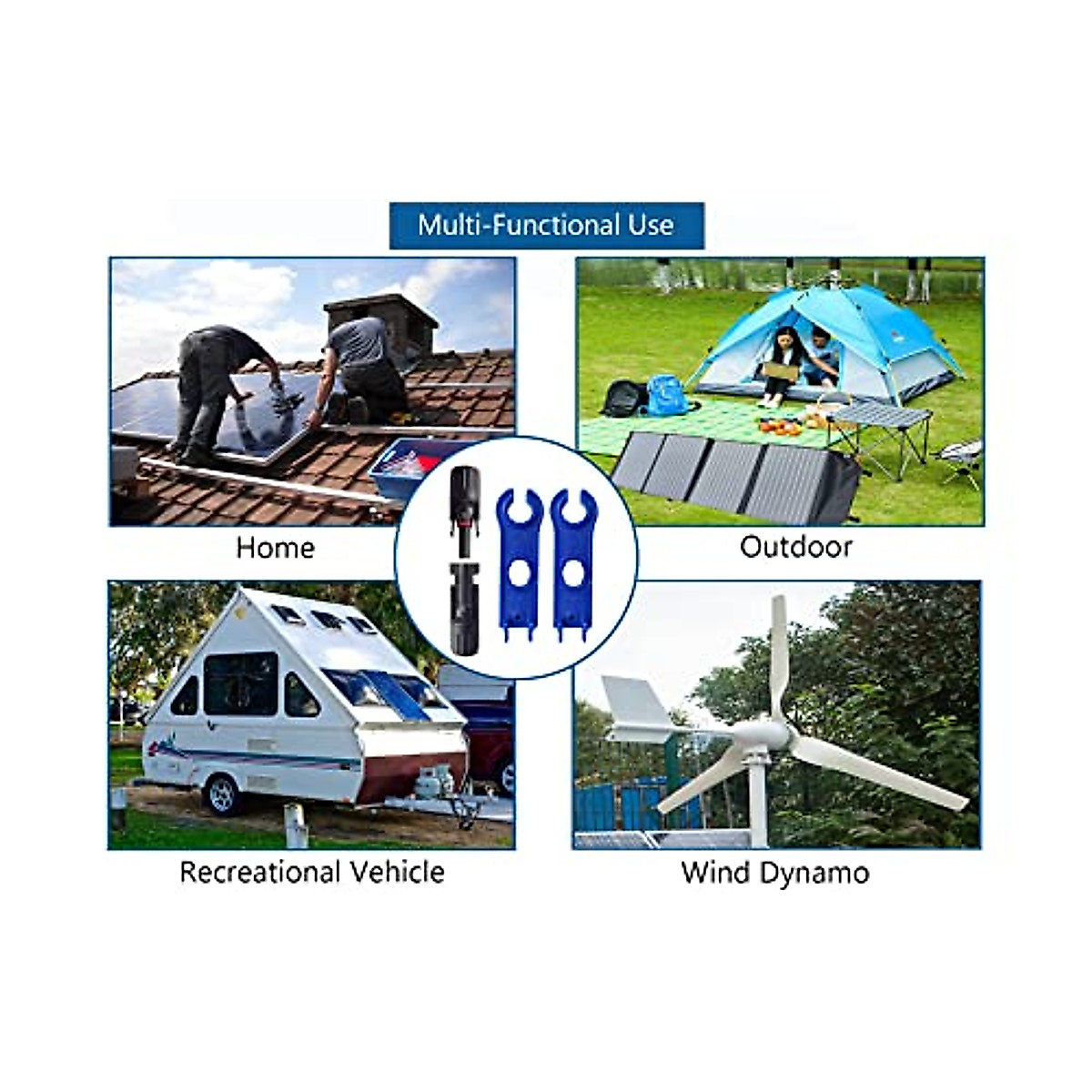 GuiPQS Solar Connectors Solar Panel Cable Connectors Cable Connectors with Tools Solar Panel Connectors Kit Ip67 Waterproof 30A 14awg~10awg (10 Pairs)