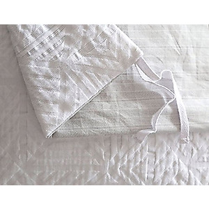 meadow park Matelasse Duvet Cover Set, 100% Cotton, Pre-Washed, Soft & Cozy, Woven Jacquard Textured, Modern Geo Design Bedding Set, King, White