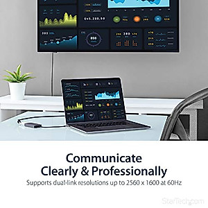 StarTech.com USB 3.1 Type-C to Dual Link DVI-I Adapter - Digital Only - 2560 x 1600 - Active USB-C to DVI Video Adapter Converter (CDP2DVIDP), Space Gray