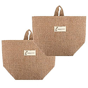 Foraineam 6 Pack Mini Hanging Storage Bag Cotton Linen Decorative Wall-Hanging Basket Organizer Collapsible Box Bin Bags for Wall Door Closet
