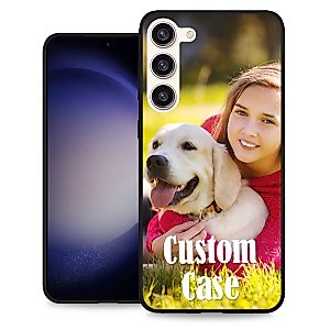 Personalized-Customm Phone Case for Samsung Galaxy s23 Plus with Picture Photo Text Name - Customized s 23 Plus Cellphone/Smartphone/Mobilephone Soft Thin Cover (Black)
