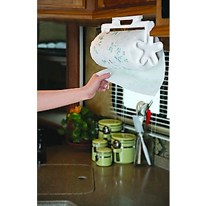 Camco Pop-A-Towel- Mountable or Portable Paper Towel Holder Dispenser, Keep Paper Towels Clean, Conserve Space in Your RV Kitchen (White) (57111)