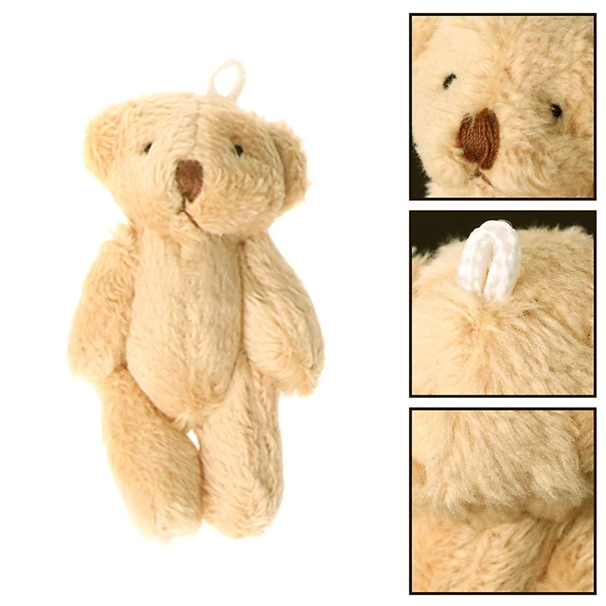 KUDES 12Pcs 6CM Mini Joint Teddy Bear Stuffed Animal Plush Toys Wedding Gift Box Doll Toy for Birthday Cake Wedding Decorations Party Favors Supplies Bag Charm DIY Accessory