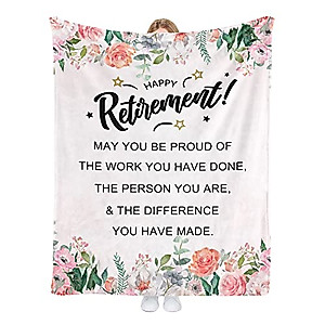 Durmeal Retirement Gifts for Women 2023 Retirement Blankets for Female Mom Wife Grandma Nurses Coworkers Friends Happy Retirement Flannel Fleece Blanket for Bedding Sofa Retirement Party Decorations