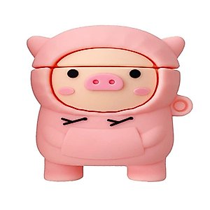 Silicone Case for Airpods Pro, 3D Cute Bear Lion Animal Protective Soft Rubber Cover Skin with Anti-Lost Keychain for Kids Teens Girls Boys (Pig Case)