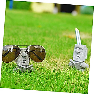 Abaodam 1pc Moai Glasses Holder pencil for kids mini plants retro decor easter island moai figurine easter island garden statue desktop pen cup Stone Figure Ornament Creative Pen Holder