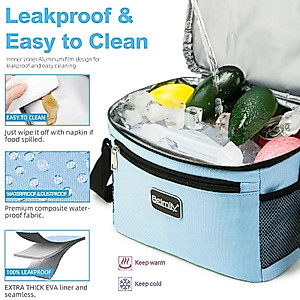 BEIMILY Insulated Lunch Bag 2 Pack Box for Women/Men,Small Soft Sided Cooler Hand bags,Leakproof Reusable Lunchbox,lunch box work with Adjustable Shoulder Strap (blue+Sky blue),2305AC