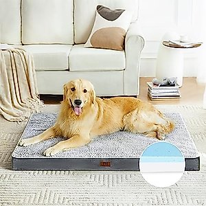 WESTERN HOME Memory Foam Orthopedic Dog Bed, Washable Dog Crate Bed for Large Dogs, Pet Bed Mat with Removable Cover and Waterproof Lining, 36 Inches, Grey