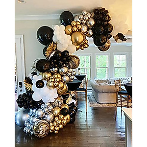 Black Gold Sliver Balloons Garland Arch Kit with Chrome Metallic Gold Silver 169pcs Various Sizes Balloon for Anniversary New Year Party Bachelorette NYE Party Decorations