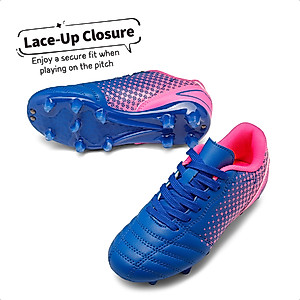 DREAM PAIRS Boys Girls Outdoor Sport Football Shoes Soccer Cleats for Little/Big Kid,Size 2 Little Kid,Royal/Blue/Fuchsia,SUPERFLIGHT-1K