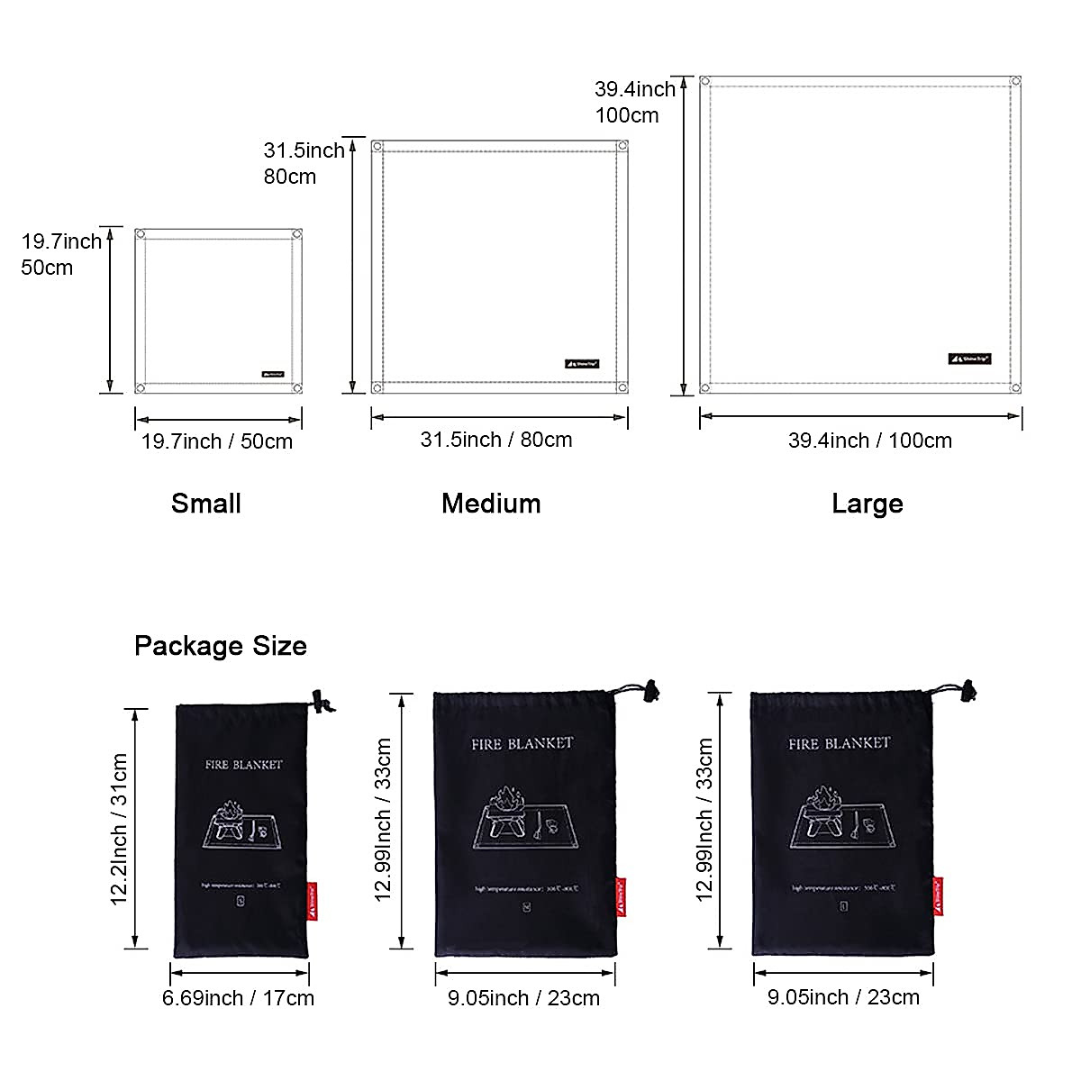 Fireproof Fire Pit Mat for Tent Stove, Portable Fire Blanket Temperature Resistant Flame Retardant Floor Grill Mat for Deck Patio Lawn Outdoor Camping BBQ Protection (Small: 19.7''L*19.7''W)