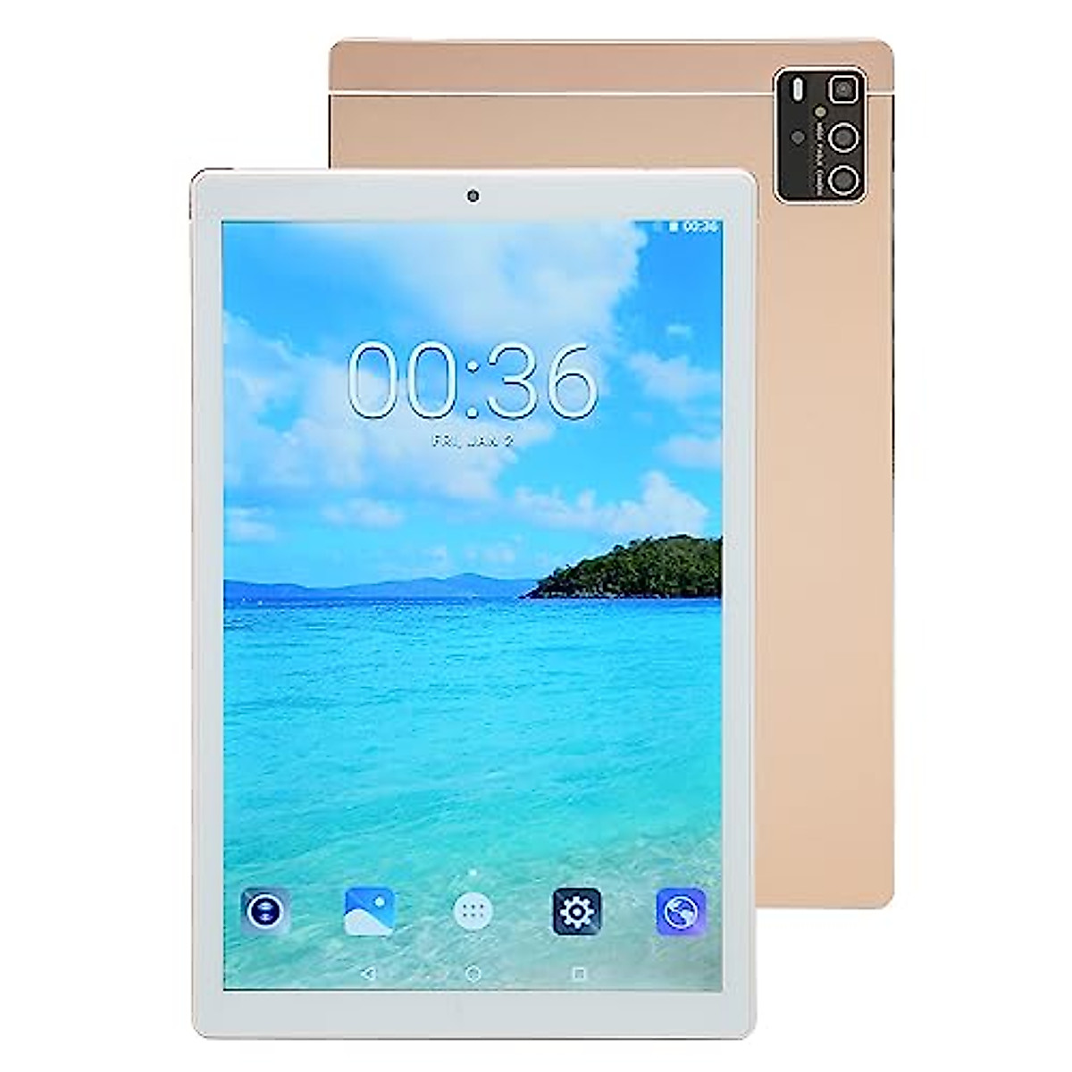 Acogedor 10.1 Inch Android Tablet, Phone Tablets, Front 5MP & Rear 8MP Camera, 6GB RAM, 128GB ROM, Support 5G WiFi, BT, 6000mAh Battery (Gold)