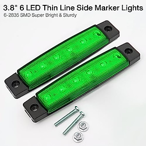 MADCATZ 3.8 Inch 10 Pcs Green LED Navigation, Transom, Fender Side Marker Lights 6 LED for Truck Trailer Camper Flatbed Van Boat Boat Kayak Vessel RV 12V DC TK12