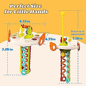 Montessori Baby Sensory Pull String Toys, Silicone Teething Toy for Babies 6-18 Months, 1-3 Years Old, Birthday Gifts for Infants Toddlers Kids Boy Girl, Bath Activities Travel Motor Skill