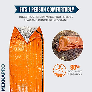 MEKKAPRO SOS Emergency Thermal Bivy Sleeping Bag with Survival Whistle, Survival Bivvy Sack, Mylar Emergency Blanket