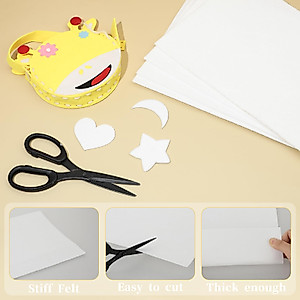 8PCS Felt Sheets for Crafts 2mm Thick White Stiff Felt 8"x12" Hard Large Thin Felt Fabric DIY Projects Supplies for DIY Hobby Sewing Crafting Cushion Decoration Gift Wrapping