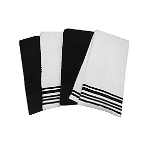 Mainstay Kitchen Towels - Set of 4 (Black, White)
